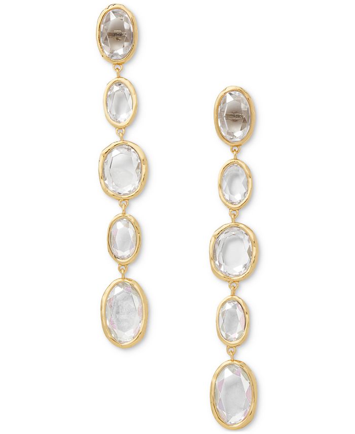 kate spade new york Gold-Tone Oval Cubic Zirconia Linear Drop Earrings ...