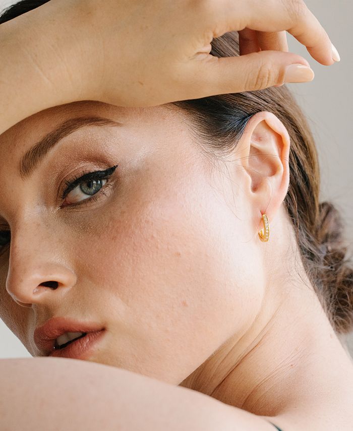 brook & york Crystal 14K Gold-Plated Vermeil Annabel Hoops - Macy's