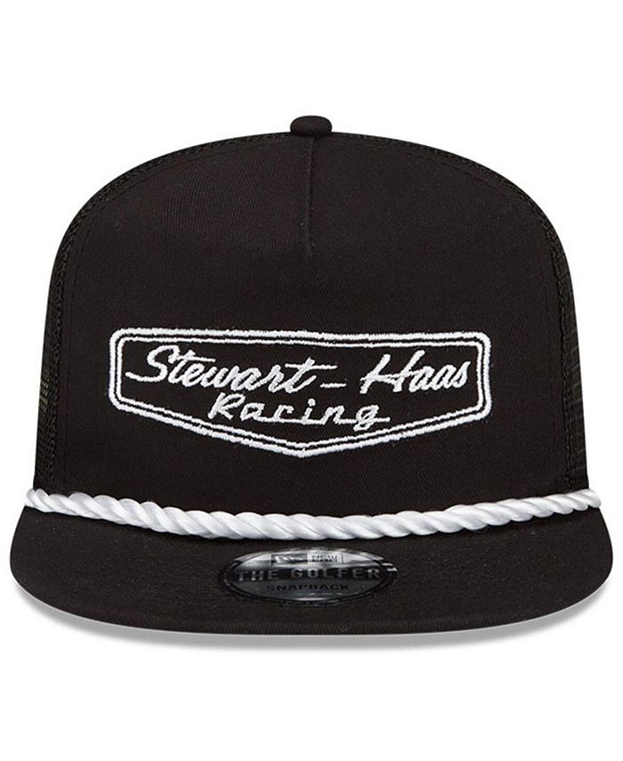 New Era Men's Black Stewart-Haas Racing Golfer Snapback Adjustable Hat ...