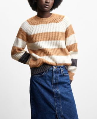 MANGO Women's Round-Neck Striped Sweater - Macy's
