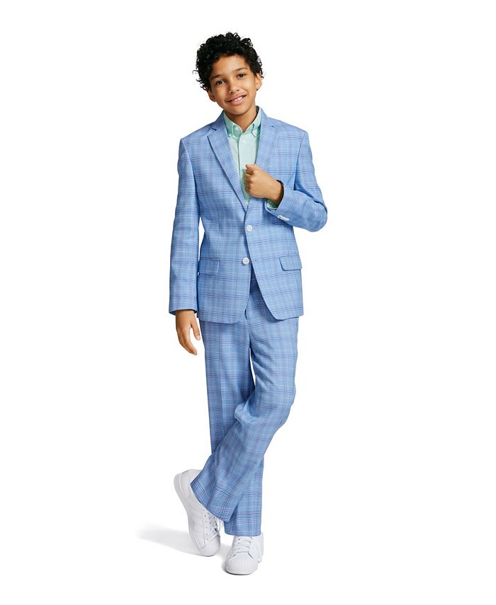 Tommy Hilfiger Big Boys End-on-End Stretch Glen Plaid Suit Jacket - Macy's