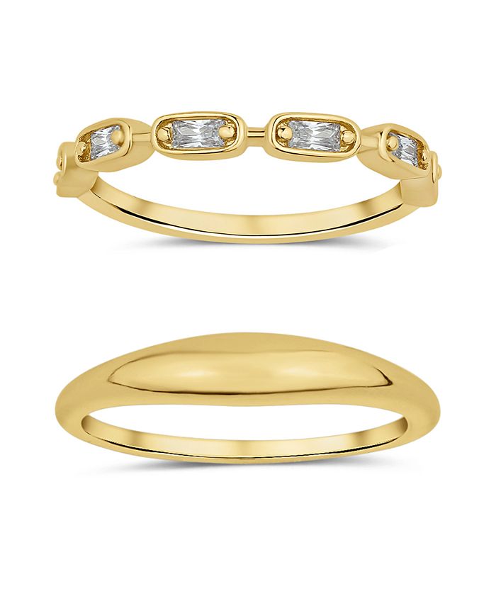 And Now This Cubic Zirconia 18K Gold Plated Duo Stack Ring Set, 2 Pieces - Macy's