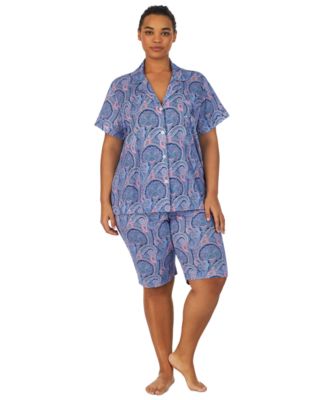 Lauren Ralph Lauren Plus Size 2-Pc. Paisley Bermuda Pajamas Set - Macy's