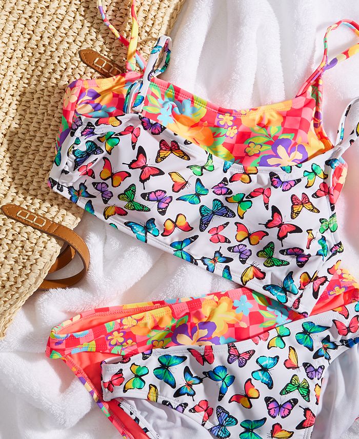 Salt + Cove Juniors' Fly By Print Asymmetrical Bikini Top, Created for ...