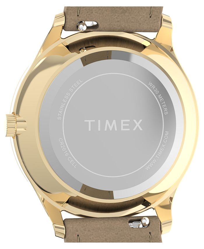 Timex Women's Quartz Analog Easy Reader Leather Tan Watch 32mm - Macy's