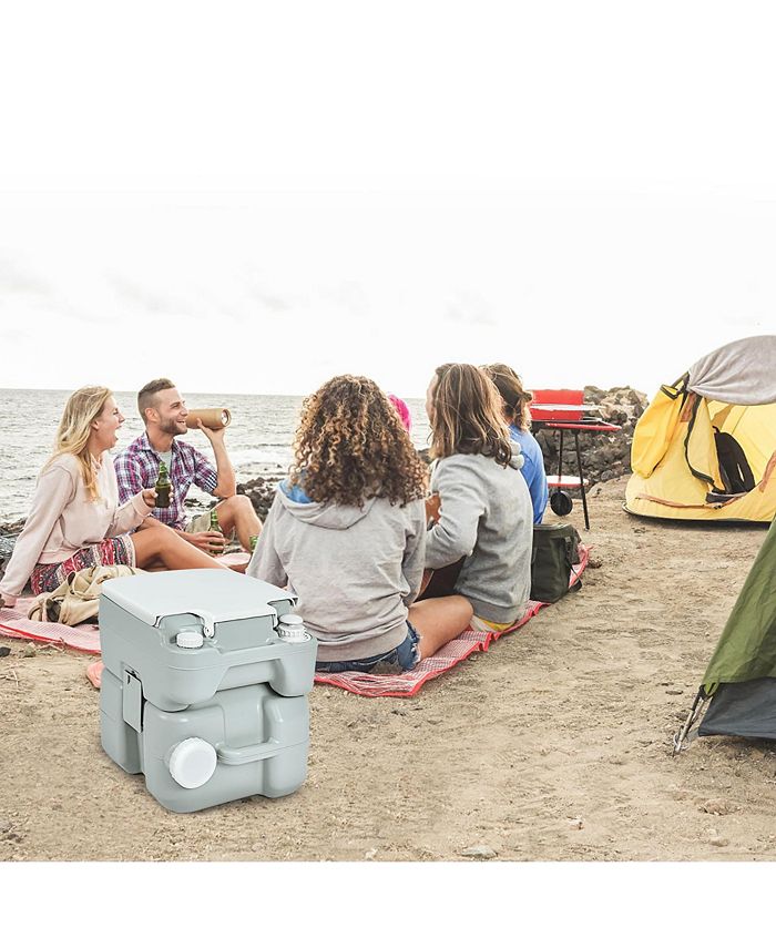 Costway 5.3 Gallon 20L Portable Travel Toilet RV Camping Indoor Outdoor ...