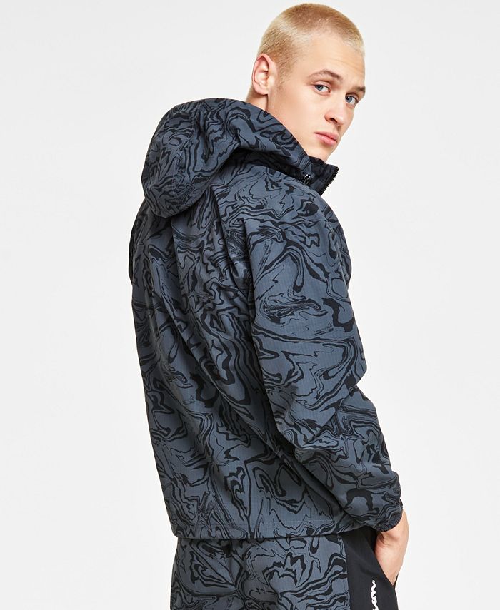 Champion Men's Standard-Fit Logo-Print Water-Resistant Ripstop Anorak ...