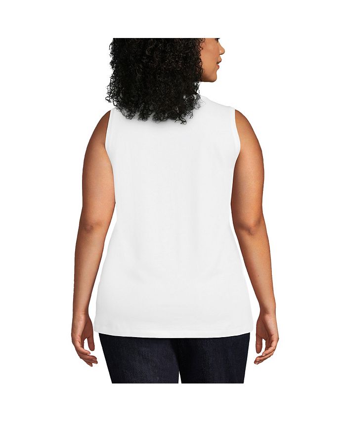 Lands' End Plus Size Supima Cotton Crew Neck Tank Top - Macy's