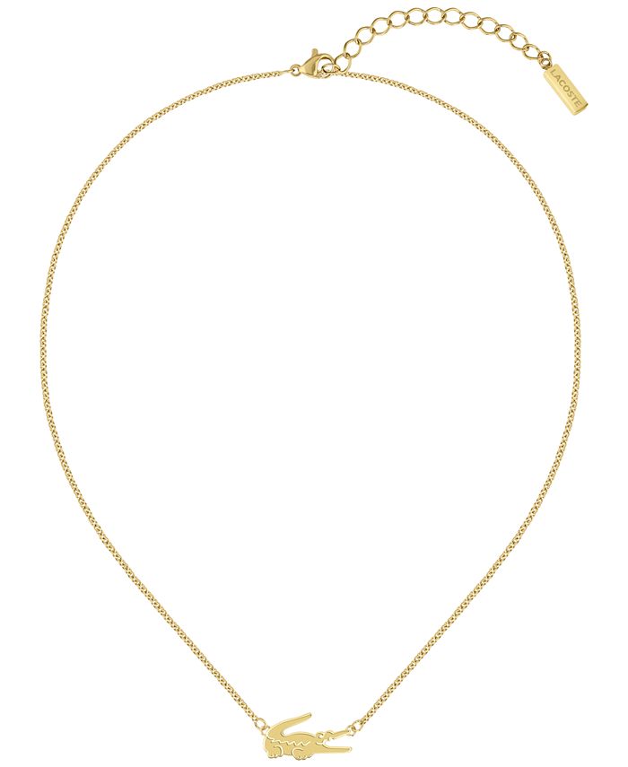 Lacoste Gold Tone Crocodile Necklace - Macy's