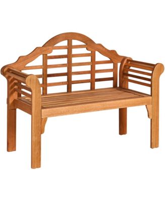 Costway 49'' Outdoor Folding Bench Eucalyptus Wood Backrest Armrest ...