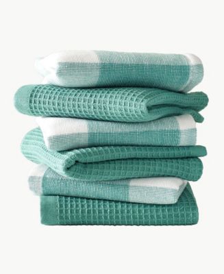 Jackson Plaid Waffle Weave Dishcloth, Set of 6 - Macy's