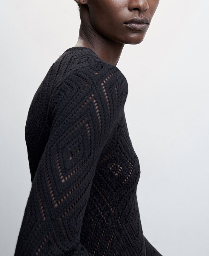 MANGO Women's Knit Openwork Sweater - Macy's