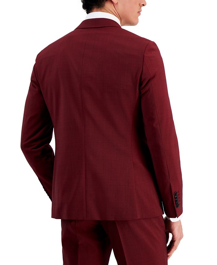HUGO Men's Modern-Fit Dark Red Suit Jacket - Macy's