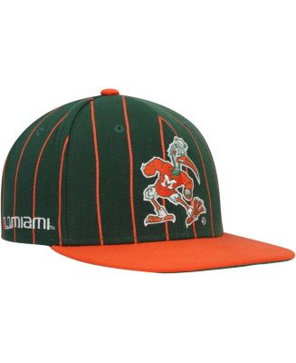 Men's Mitchell & Ness Green Miami Hurricanes Team Pinstripe Snapback ...