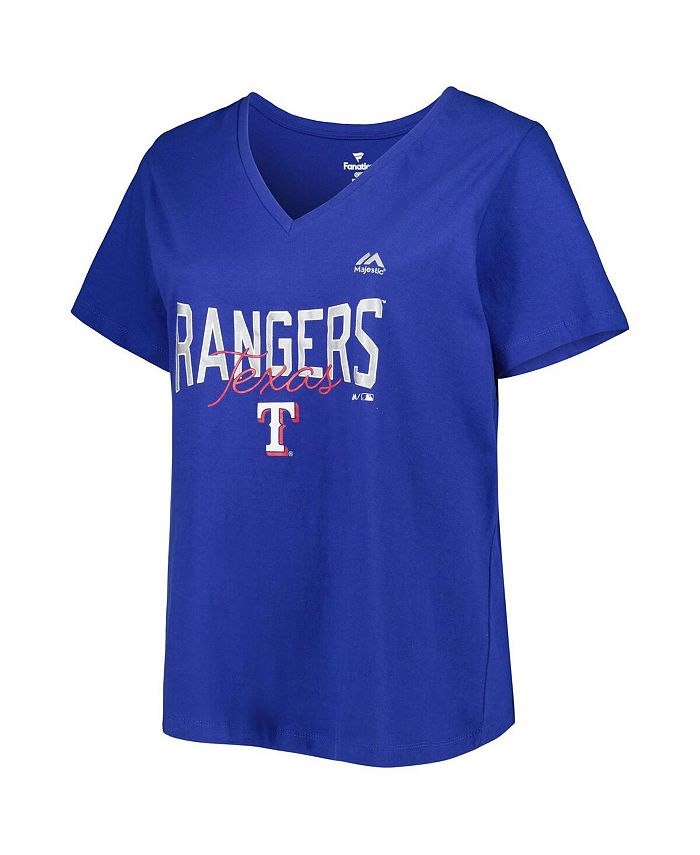Profile Women's Royal Texas Rangers Plus Size Wordmark V-Neck T-shirt ...