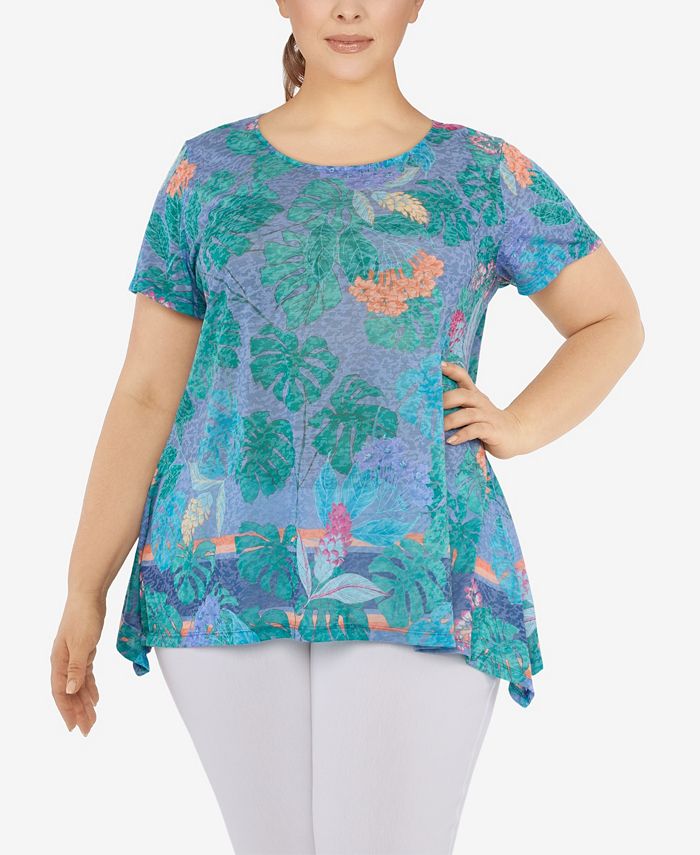 Ruby Rd Plus Size Knit Island Border Print Top Macys
