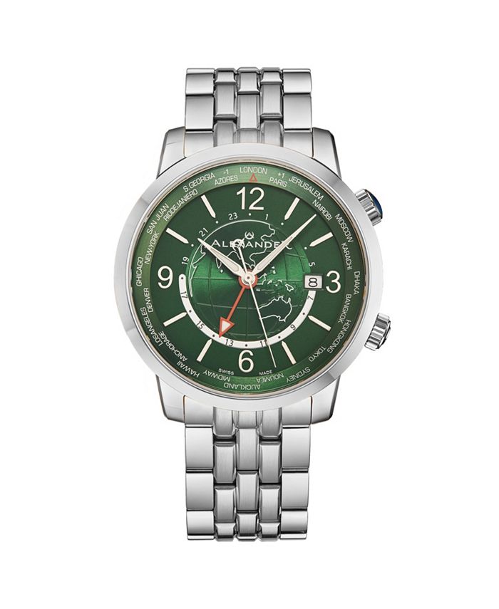 Alexander Men's Journeyman 2 Silver-Tone Stainless Steel , Green Dial ...