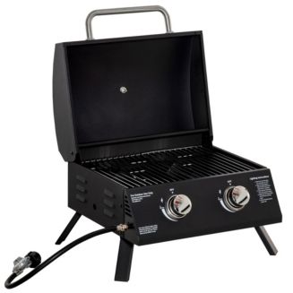 Outsunny Tabletop Propane Gas Grill BBQ w/ 2 Burners Lid Thermometer ...