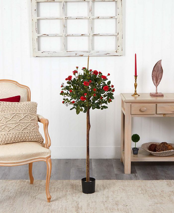 Nearly Natural 3' Rose Topiary Silk Tree - Macy's