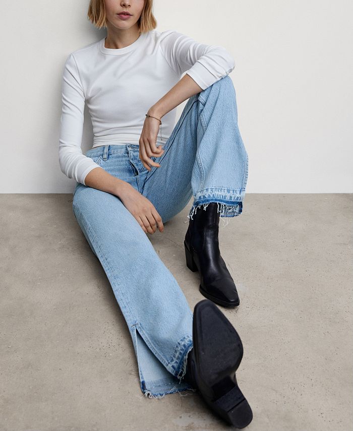 MANGO Women's High-Rise Slits Straight Jeans - Macy's