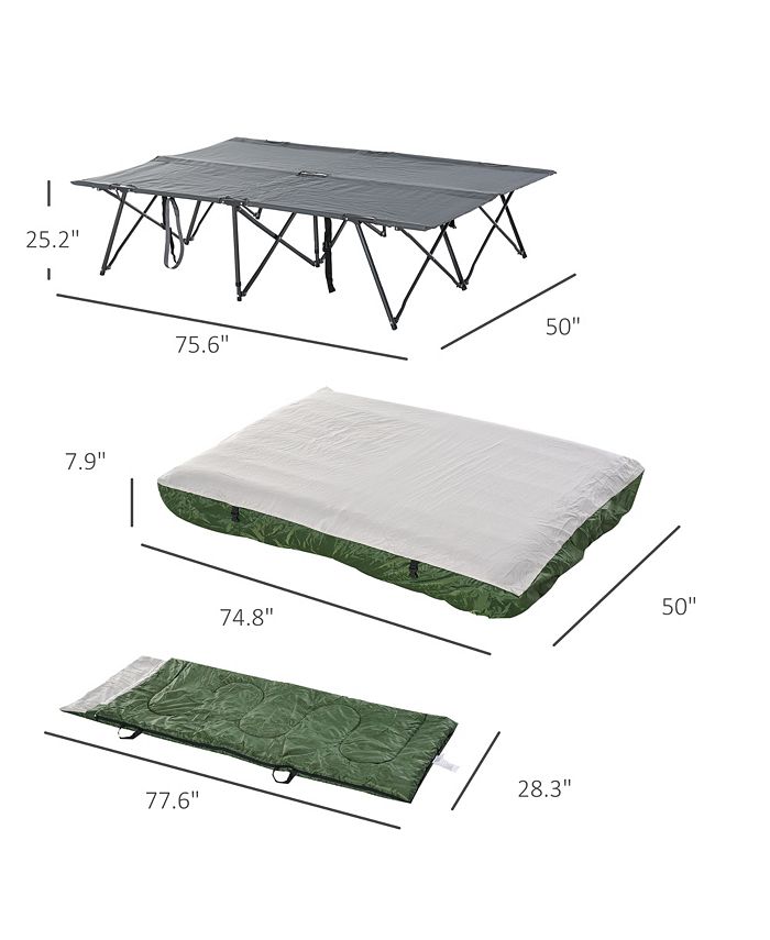 Outsunny 2-Person Folding Camping Cot Portable Outdoor Bed Set with ...