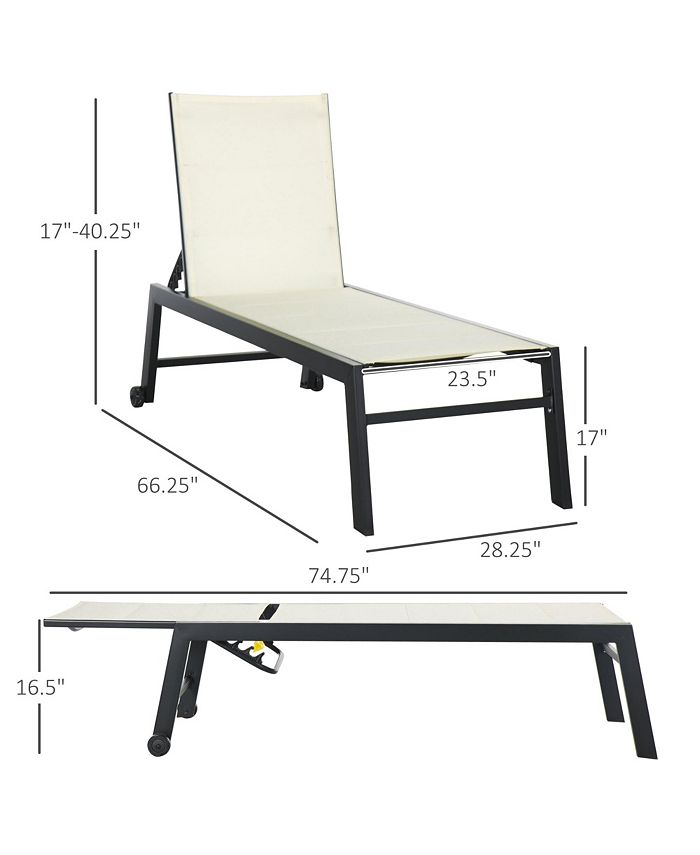 Outsunny Outdoor Chaise Lounge Chair, Pool & Sun Tanning Chair with ...