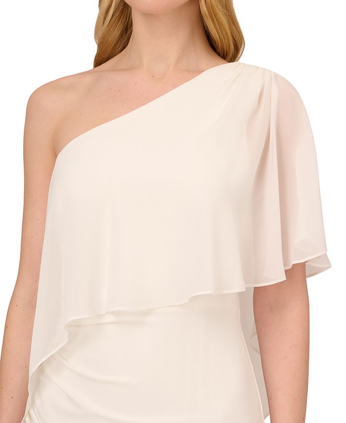Adrianna Papell Women's One-Shoulder Cape-Overlay Dress - Macy's