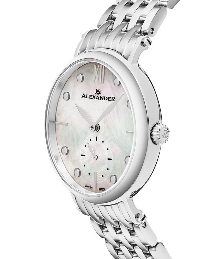 Alexander Women's Roxana Silver-tone Stainless Steel , Mother of Pearl ...