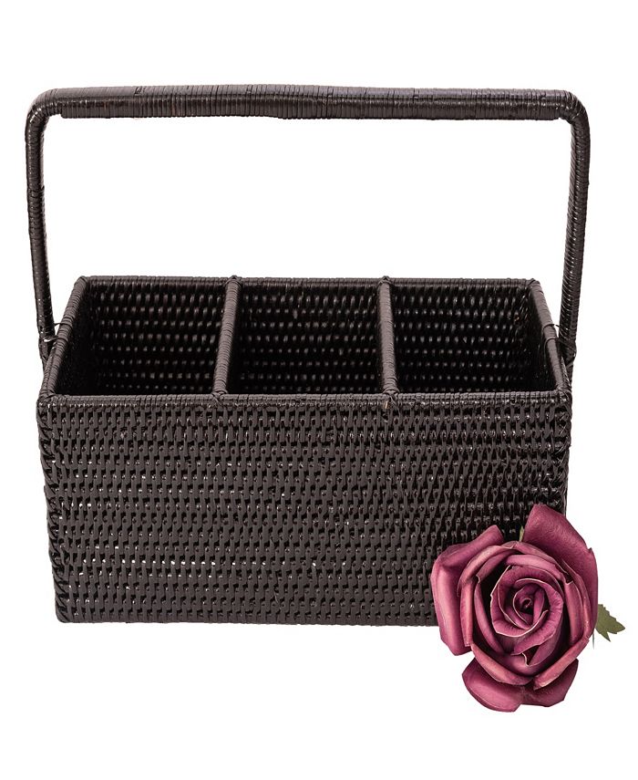Artifacts Trading Company Rattan 3 Section Caddy/Cutlery Holder with ...