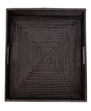 Artifacts Trading Company Rattan Square Serving Tray with Cutout ...