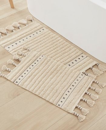 Lucky Brand Overtufted Cotton Fringe 2-Piece Bath Rug Set, 17" x 32 ...