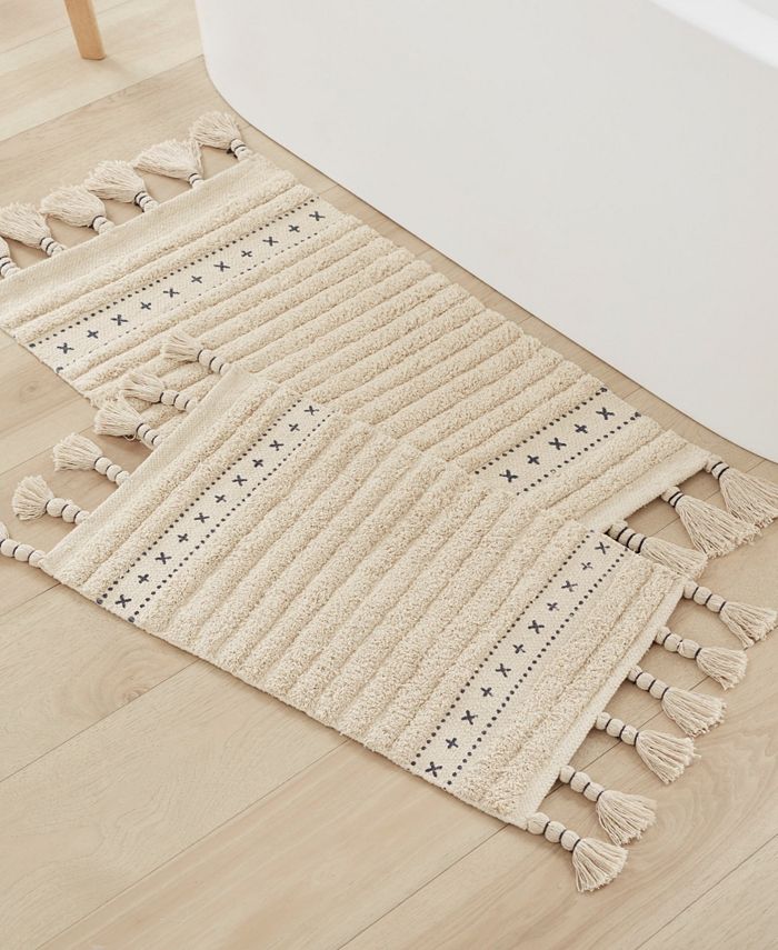 Lucky Brand Overtufted Cotton Fringe 2-Piece Bath Rug Set, 17" x 32 ...
