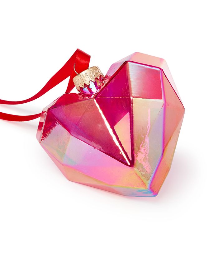 Holiday Lane Electric Gems Pink Diamond Heart Ornament, Created for ...