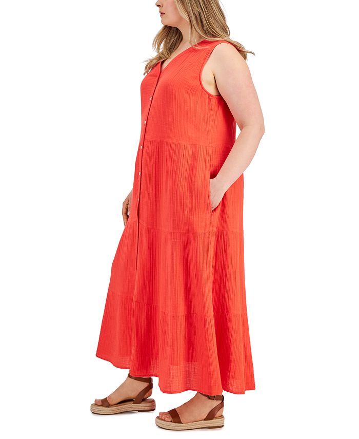 Style And Co Plus Size Sleeveless Button Front Maxi Dress Created For