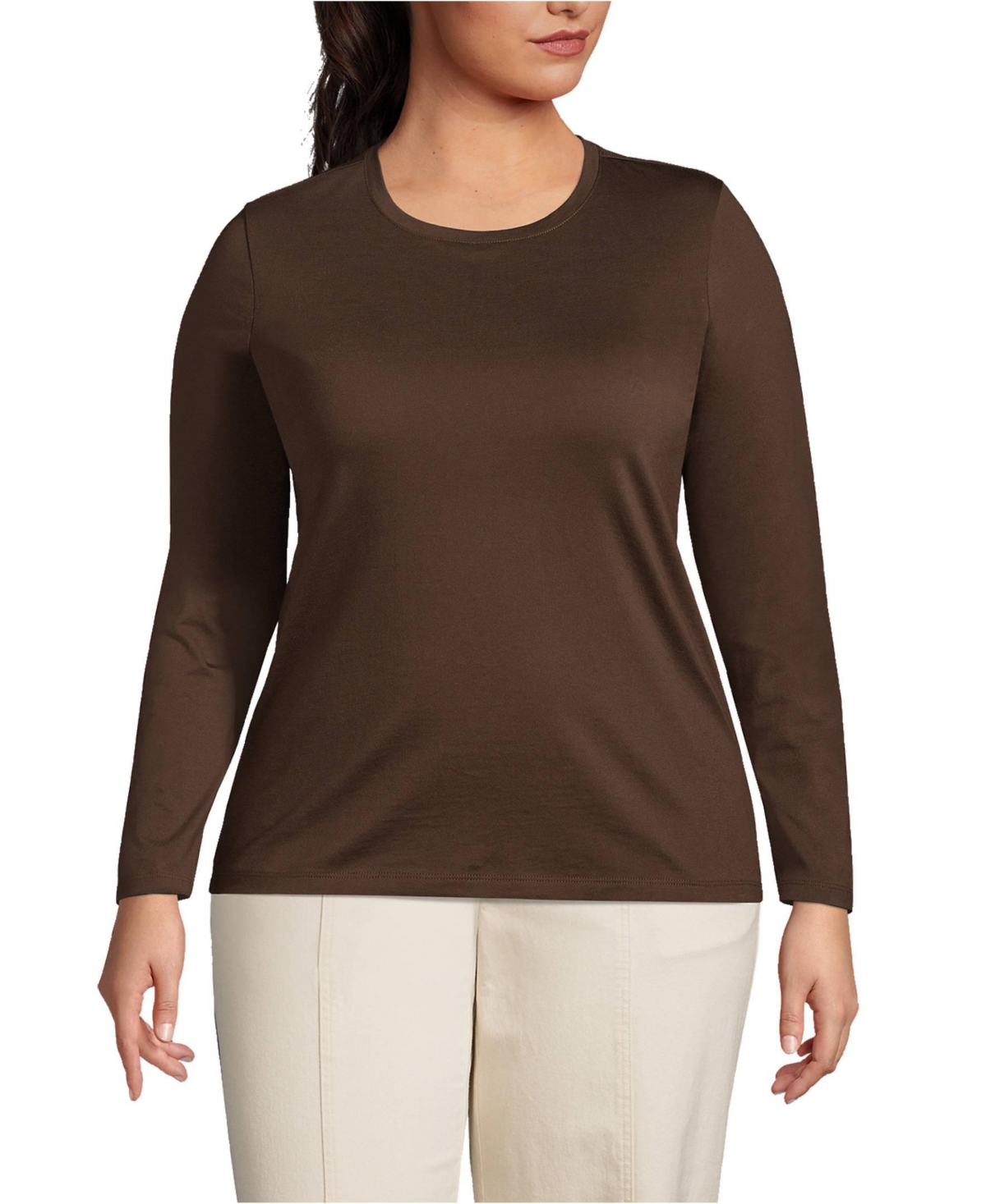 Click here for Lands End Plus Size Relaxed Supima Cotton Long Sle... prices