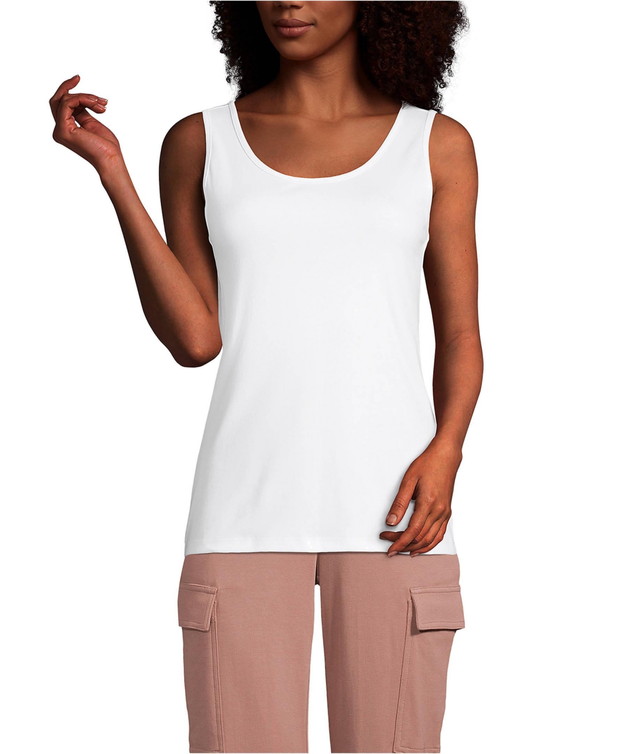Click here for Lands End Womens Tall Cotton Tank Top - White prices