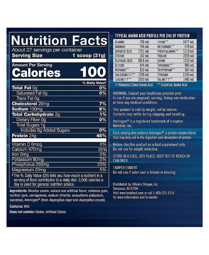 BodyTech Micellar Casein Protein Powder - Slow Release & Anti-Catabolic ...