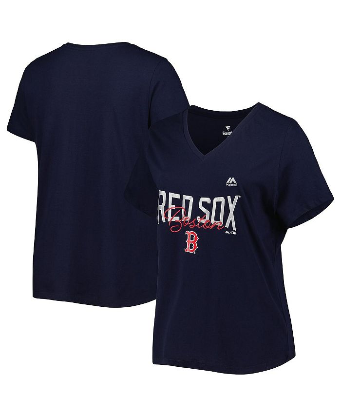 Profile Women's Navy Boston Red Sox Plus Size Wordmark V-Neck T-shirt ...