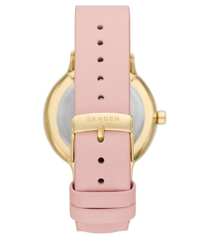 Skagen Women's Three-Hand Quartz Riis Pink Leather Watch 36mm - Macy's