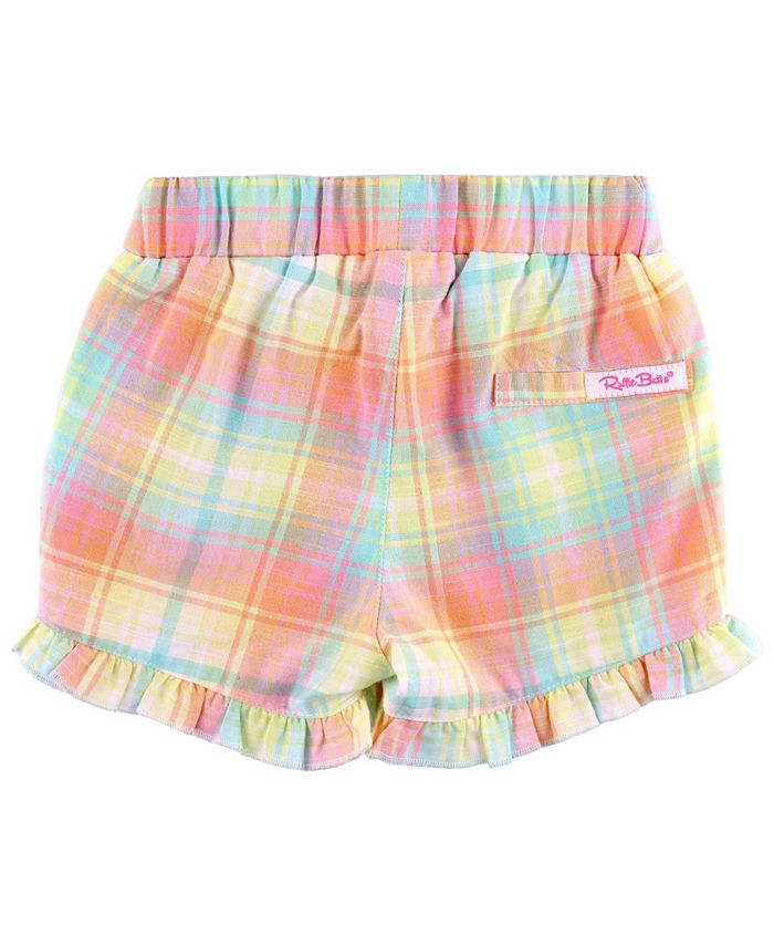 RuffleButts Baby Girls Ruffle Trim Patterned Woven Shorts - Macy's