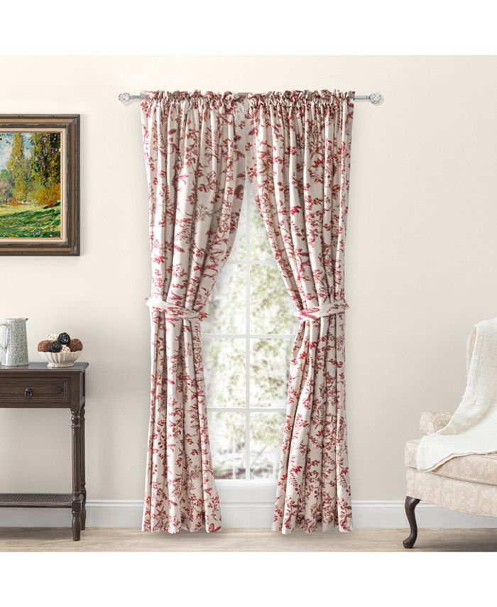 Ricardo Waverly Gardens Tailored Curtain Panel Pair with tiebacks 84"W ...