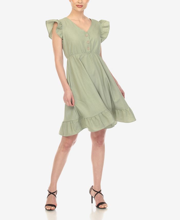 White Mark Women's Ruffle Sleeve Knee-Length Dress - Macy's