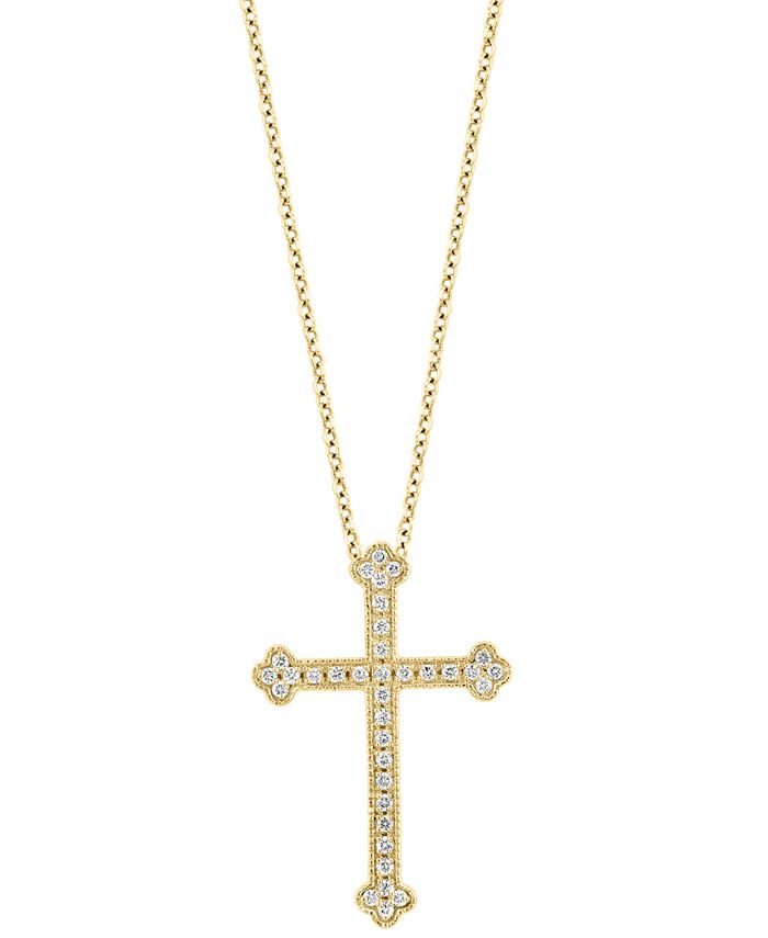 EFFY Collection EFFY® Diamond Cross 18" Pendant Necklace (1/5 ct. t.w ...