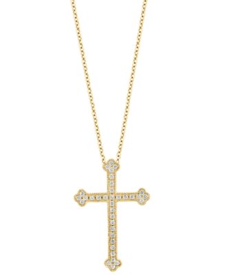 EFFY® Diamond Cross 18" Pendant Necklace (1/5 ct. t.w.) in 14k Gold ...