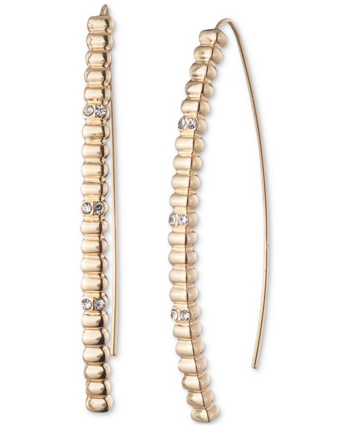 Lauren Ralph Lauren Gold-Tone Pavé Textured Threader Earrings - Macy's
