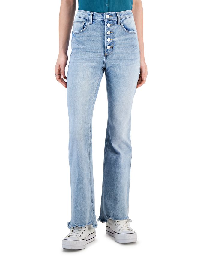 Tinseltown Juniors' High-Rise Button-Front Flare-Hem Jeans, Created for ...