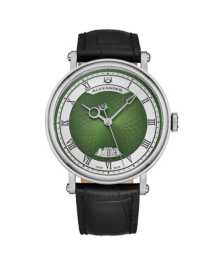 Alexander Men's Triumph Automatic Black Leather , Green Dial , 49mm ...