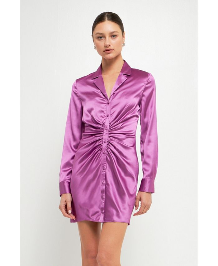 endless rose Women's Collared Satin Cinched Dress - Macy's