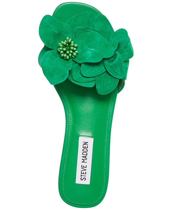 Steve Madden Women's Melena Flower Flat Slide Sandals - Macy's