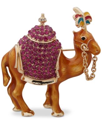 Anne Klein Gold-Tone Colored Crystal Fancy Camel Pin - Macy's